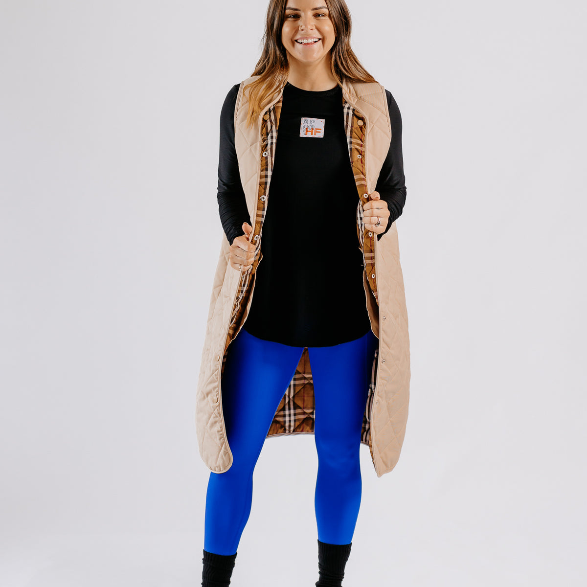 Quilted Longline Vest - Camel – Heidi Frank